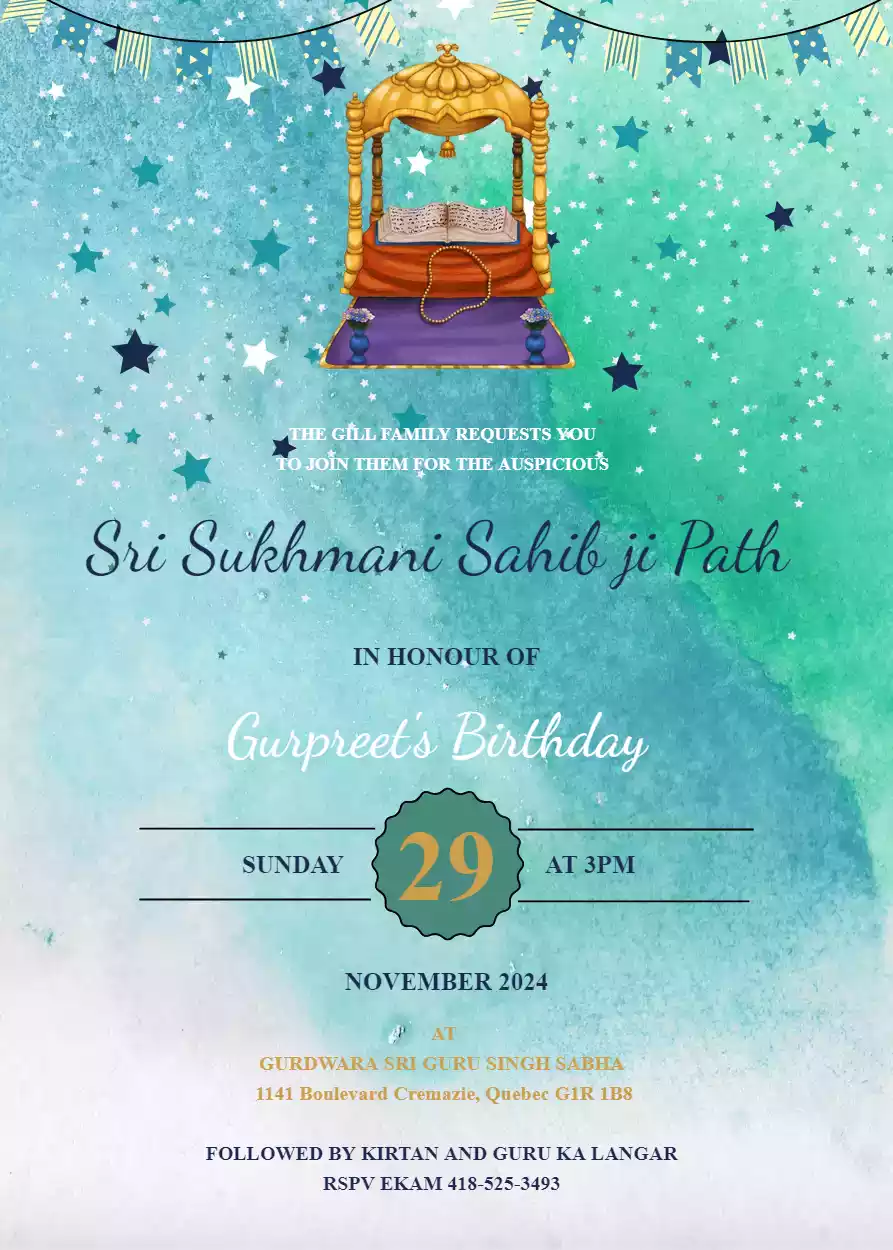 Sukhmani Sahib Path Card Template - invite Prime Sukhmani Sahib Path Card Template - invite Prime